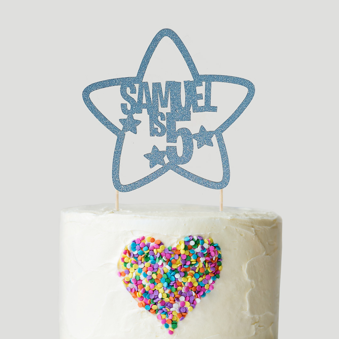 Personalised Birthday Cake Topper with Stars – Tyler Rose Designs